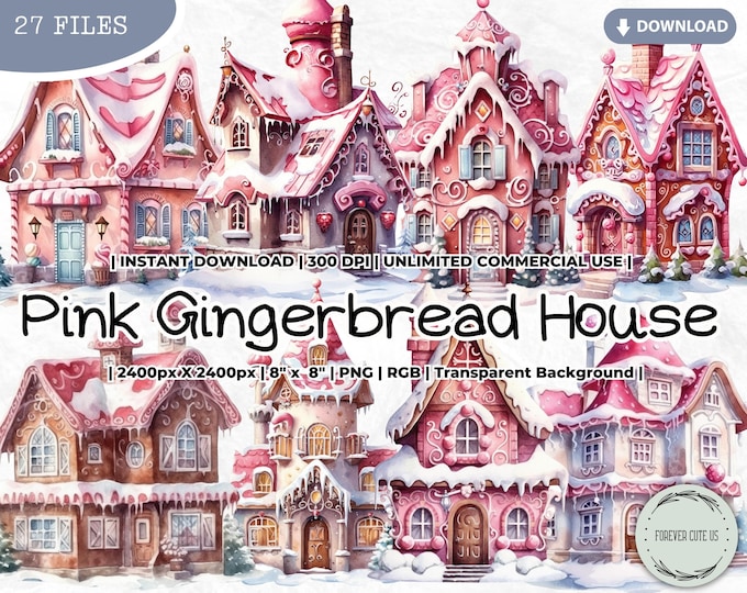 27 PNG Watercolor Christmas House Clipart, Merry Christmas Cottage ...