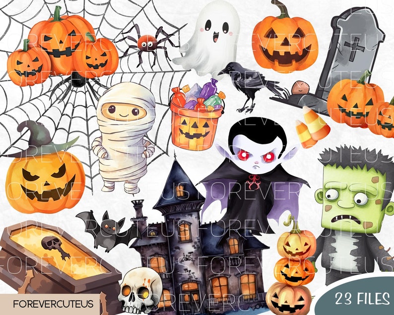 Halloween Classic Clipart, Halloween Png, Halloween Clipart, Printable ...