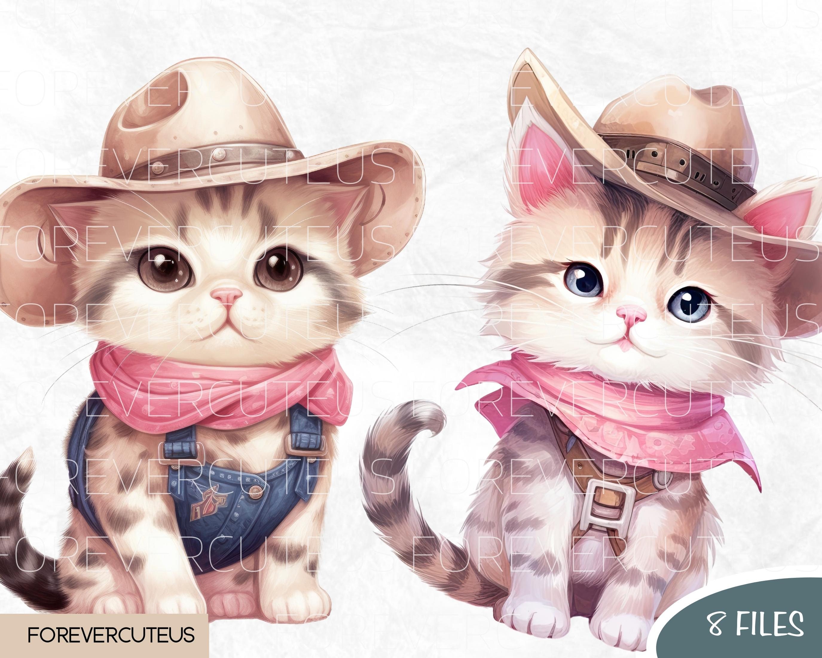 Cowgirl Cat Clipart Bundle Cowboy Girl Clipart Watercolor - Etsy