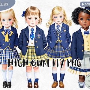 Cute Blue Uniform School Girl Clipart Bundle, Student, Fashion ...