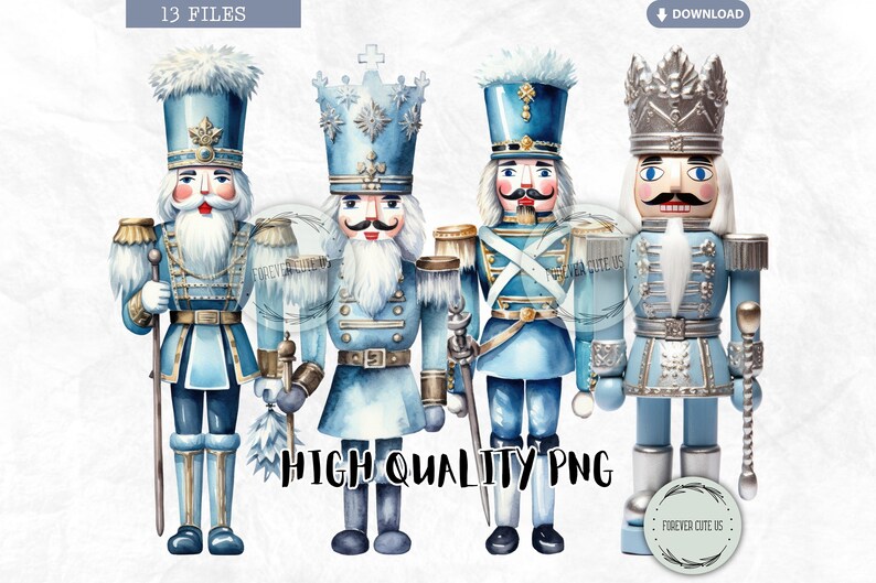 Light Blue Nutcracker Clipart Set Blue Christmas Soldier - Etsy