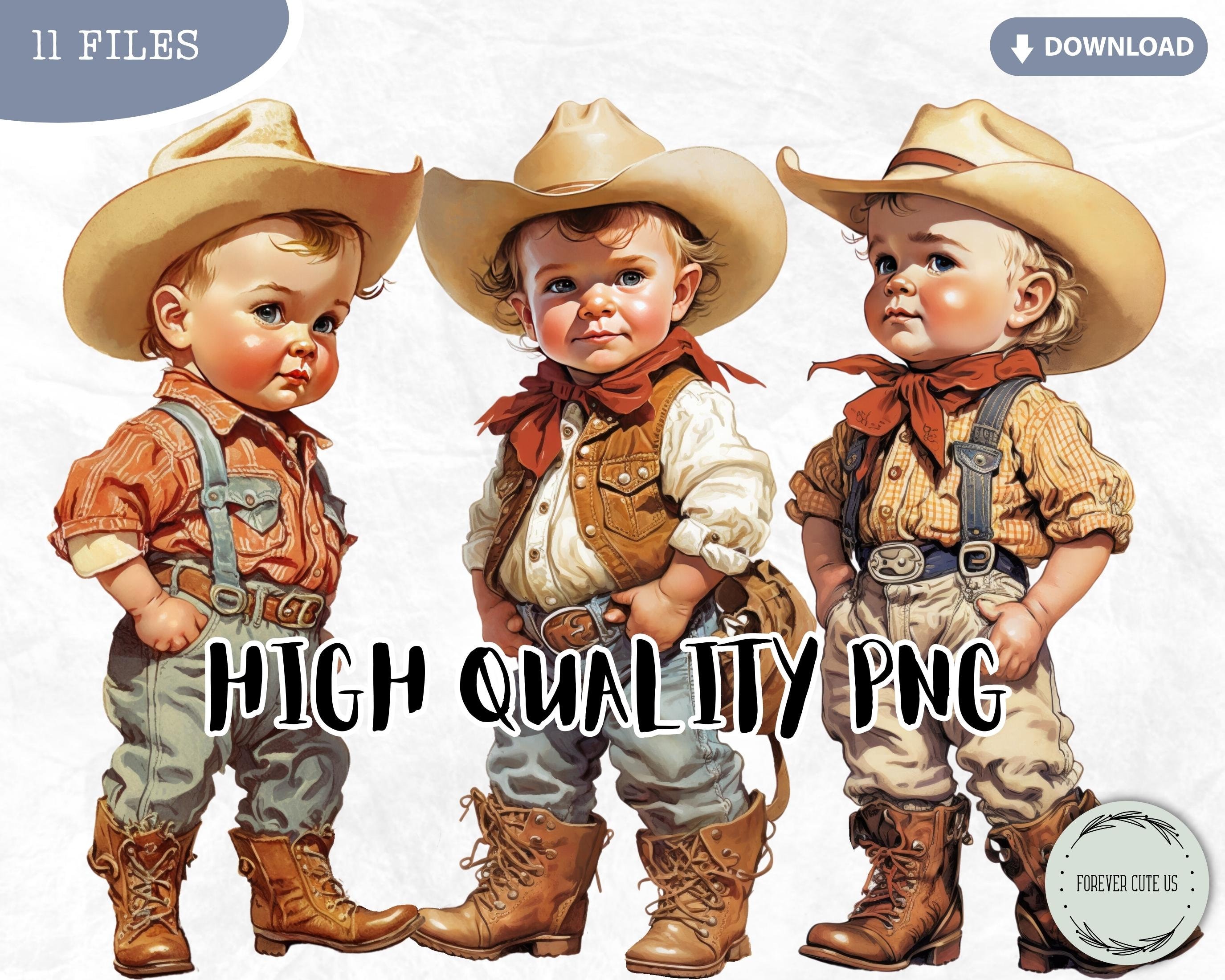 Cute Cowboy Clipart Bundle Baby Cowboy Watercolor Western - Etsy