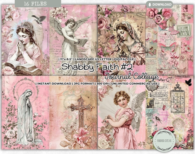 Shabby Faith Junk Journal Collage Set, Holy Mother Mary, Virgin Mary ...