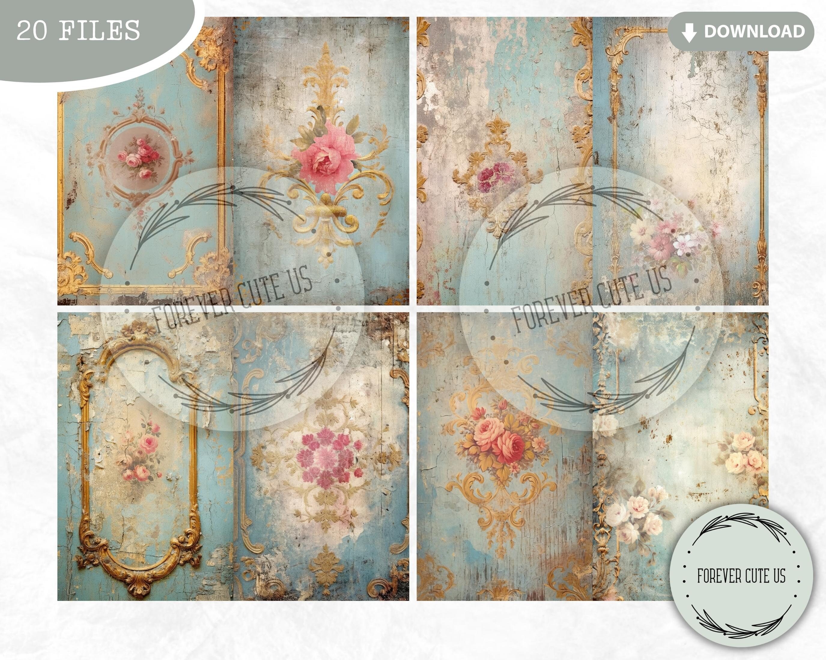 Shabby Antique Blue Junk Journal Pages Vintage Shabby Chic - Etsy