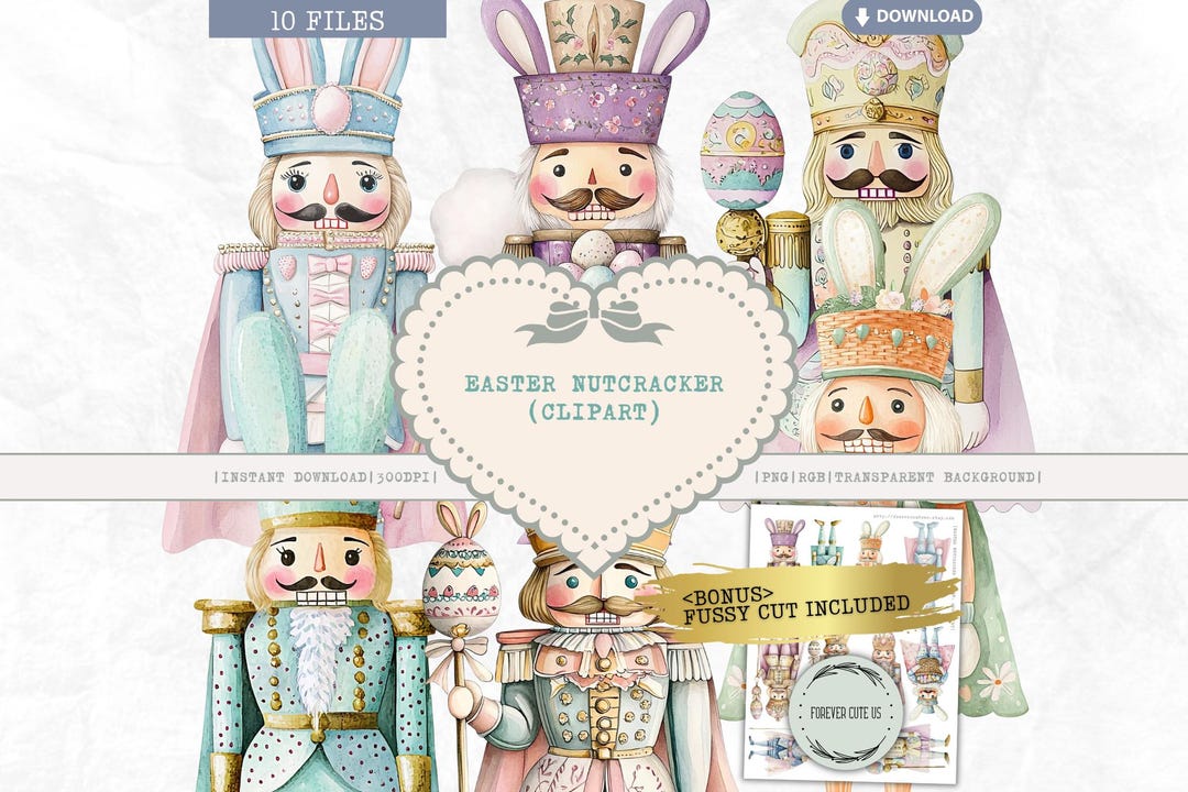 Easter Nutcracker Clipart, Pastel Spring Nutcrackers, Cute Bunny ...