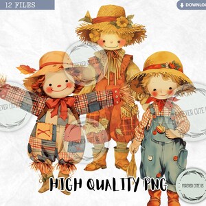 Cute Scarecrow Boy Clipart, Retro, Vintage, Fall, Autumn Harvest ...