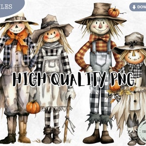 Farmhouse Scarecrow Clipart, Fall, Autumn, Harvest, Watercolor ...