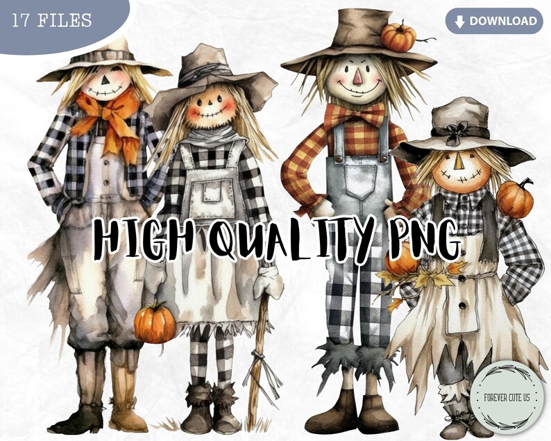 Farmhouse Scarecrow Clipart Fall Autumn Harvest - Etsy