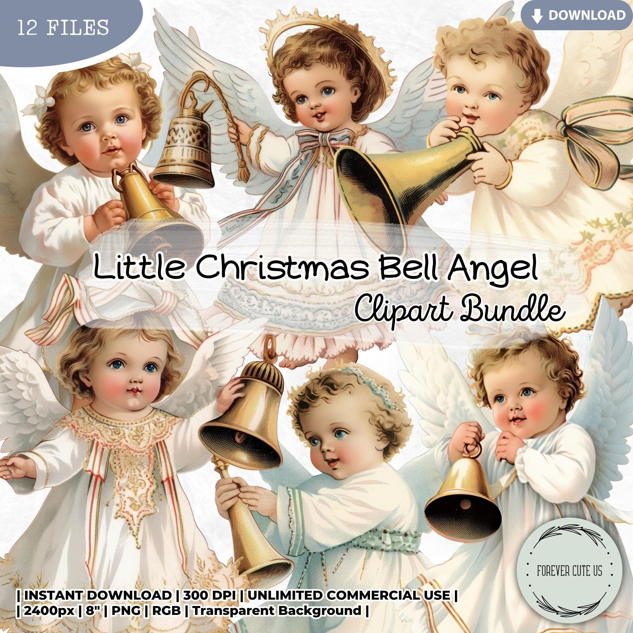 Little Christmas Bell Angel Clipart Bundle, Boy, Girl, Jingle Bell ...