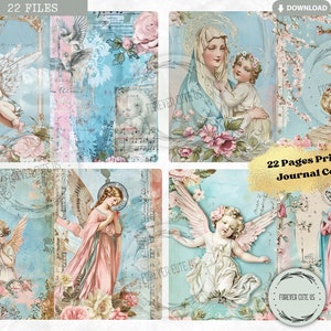 Shabby Faith Junk Journal Collage Set, Holy Mother Mary, Virgin Mary ...