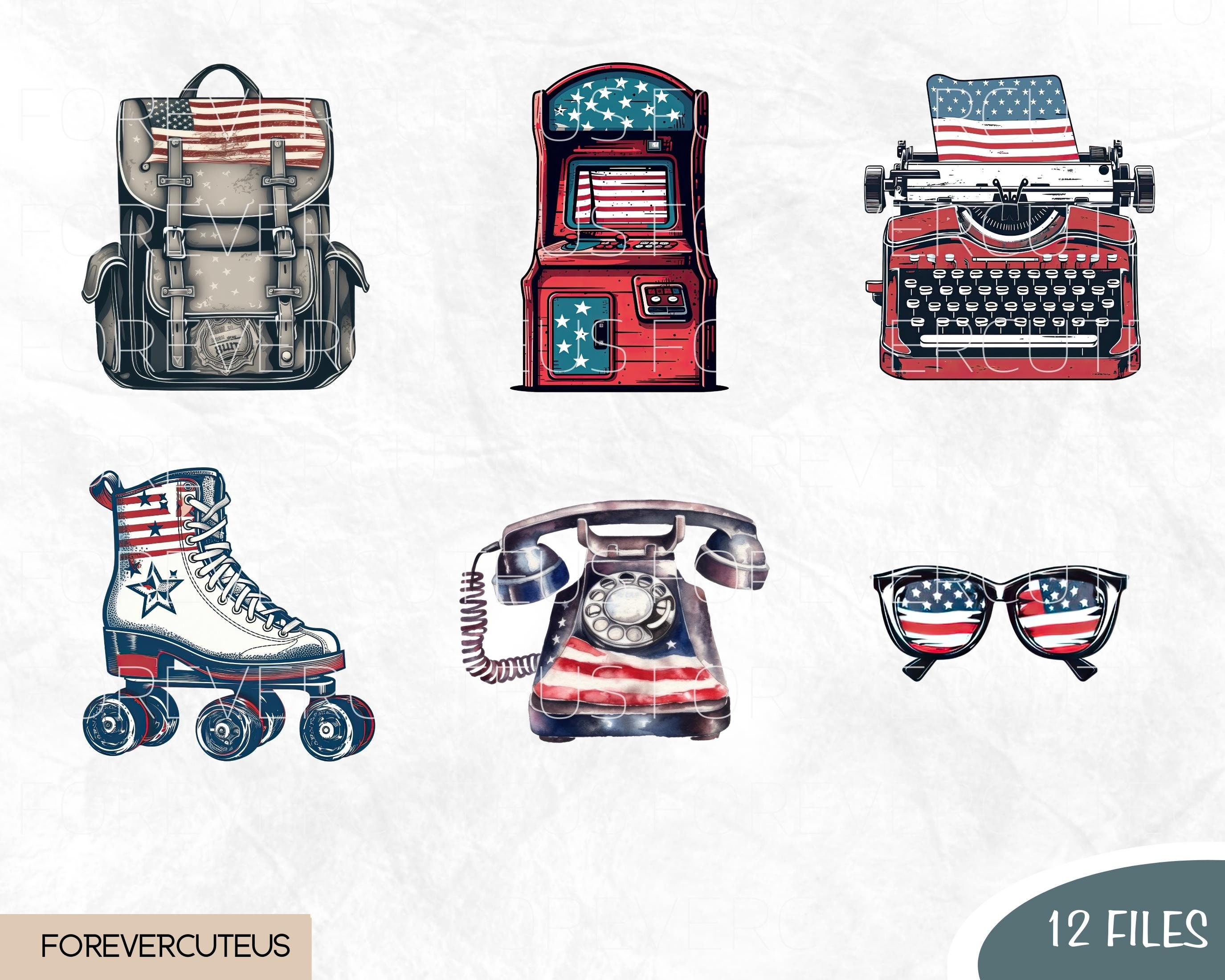 Patriotic Retro Clipart Bundle Patriotic PNG 4th of July - Etsy