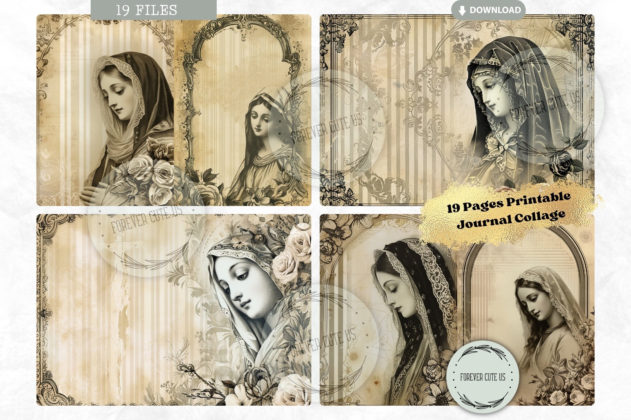 Mary's Simple Miracle Journal Collage Sheet, Mother Mary, Virgin Mary ...