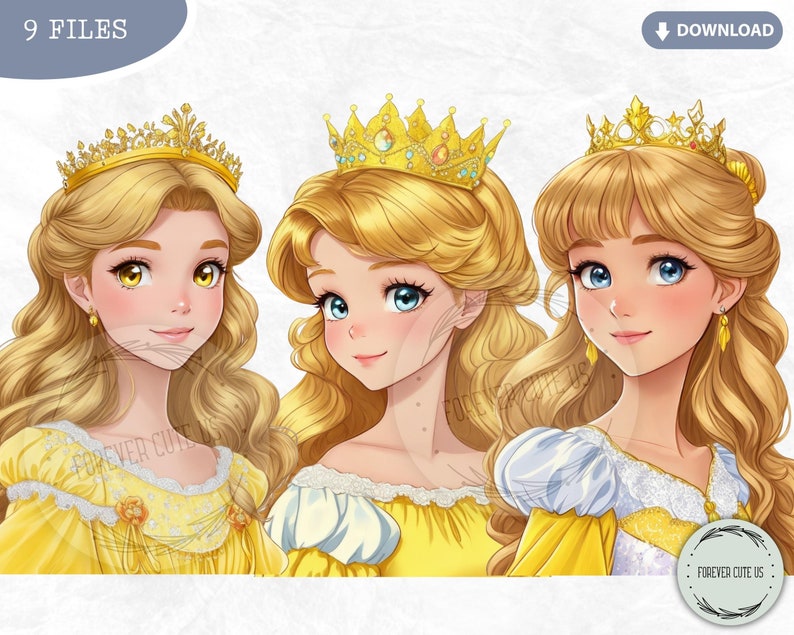Yellow Princess Clipart Fairytale Story Book Princess - Etsy