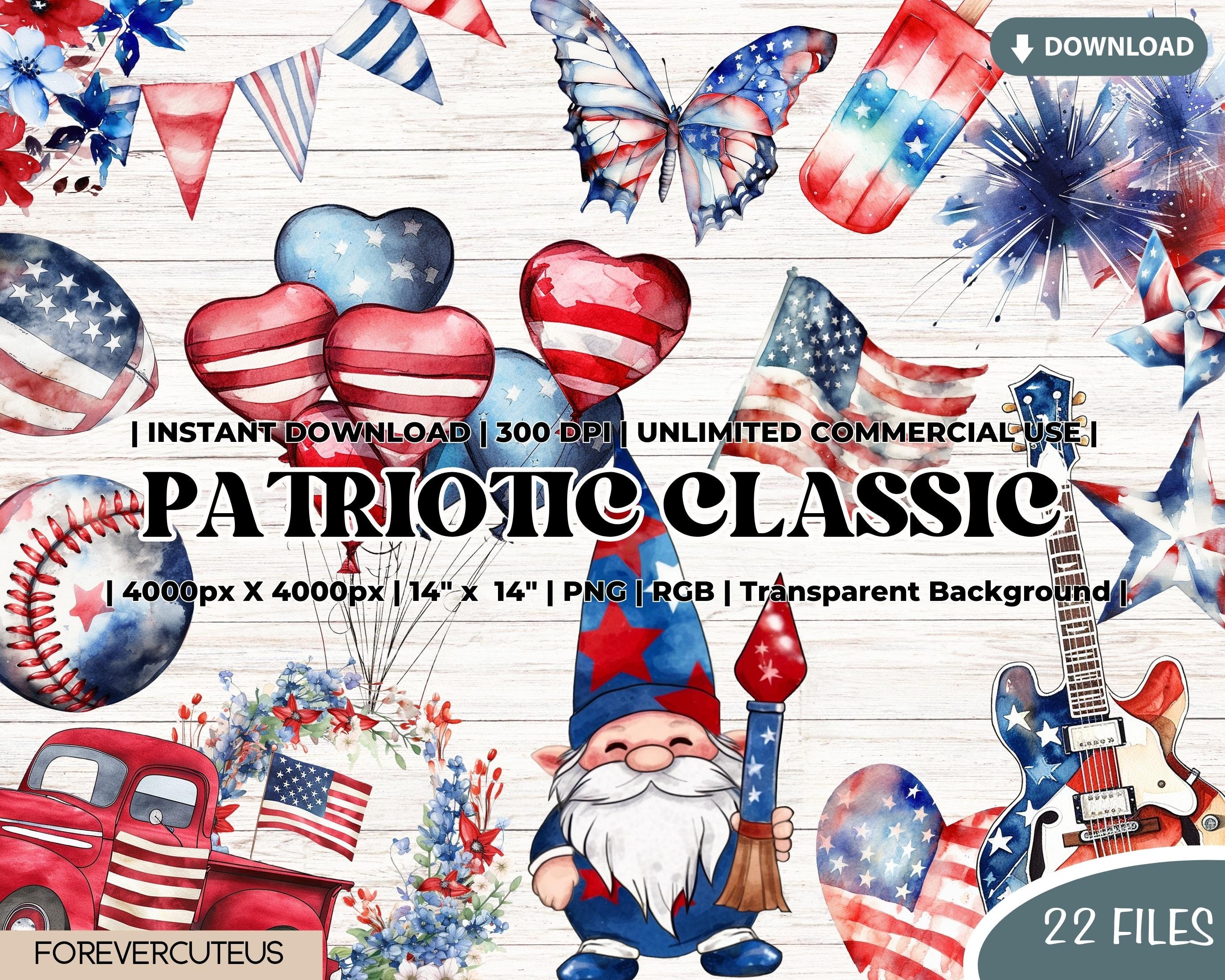 Patriotic Classic Clipart Bundle Patriotic PNG 4th of July - Etsy