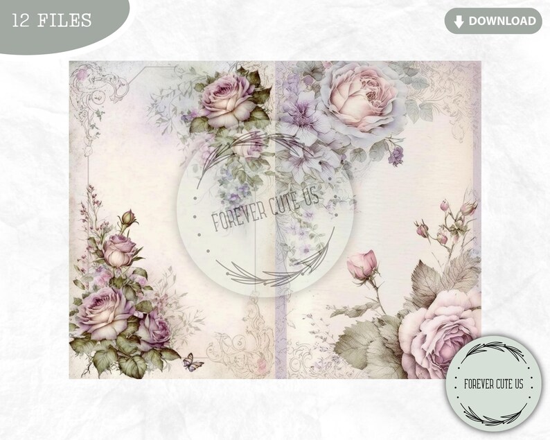 Soft Shabby Junk Journal Collage Sheet Lilac Paper Girly - Etsy