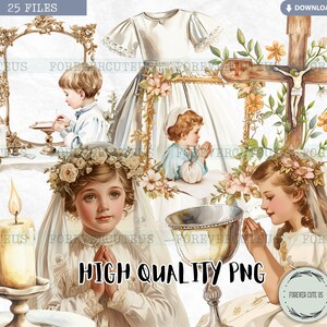 Purity First Communion Clipart Set, Cross, Bible, Prayer, Angel, Easter ...