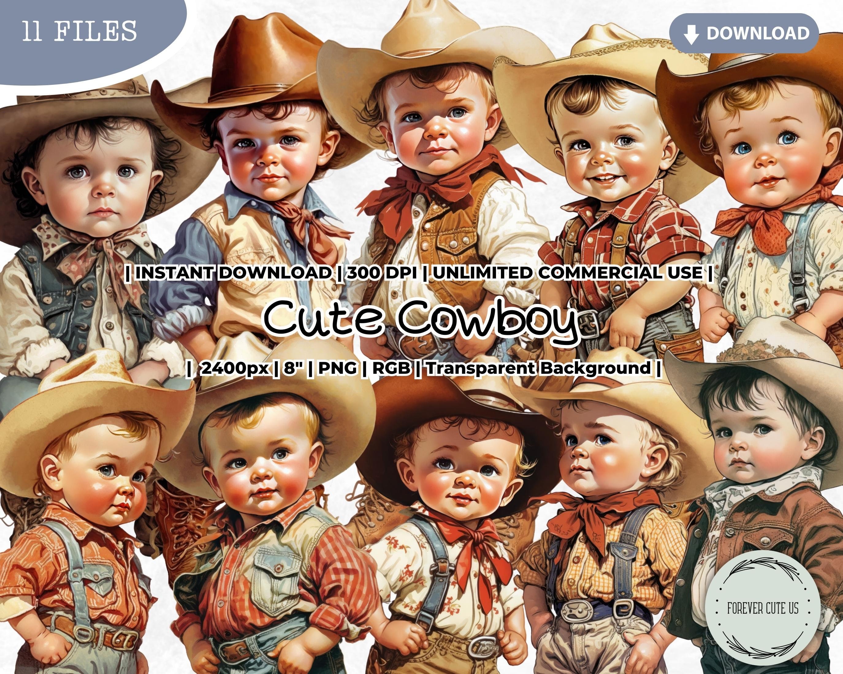 Cute Cowboy Clipart Bundle Baby Cowboy Watercolor Western - Etsy