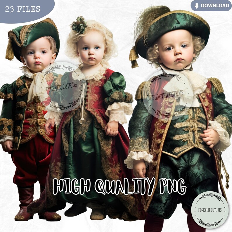 Vintage Rococo Christmas Kids Clipart Bundle Holidays - Etsy