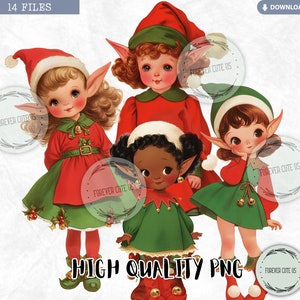 Traditional Christmas Elf Girl Clipart, Santa Helper, Classic Xmas ...