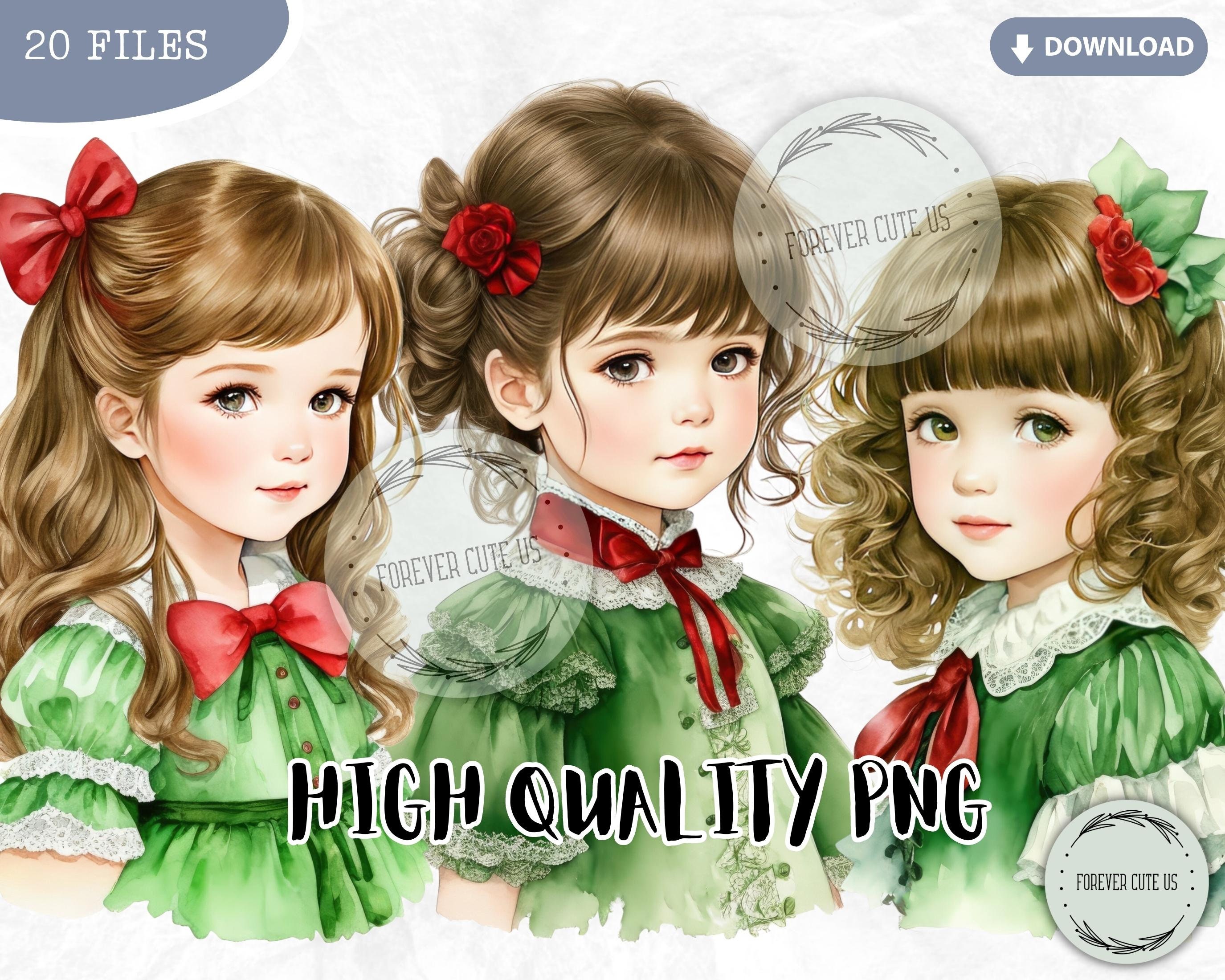 Christmas Cute Little Girl Clipart Bundle Holidays Dress Up - Etsy