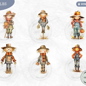 Fall Scarecrow Clipart, Autumn, Harvest, Watercolor, Thanksgiving ...