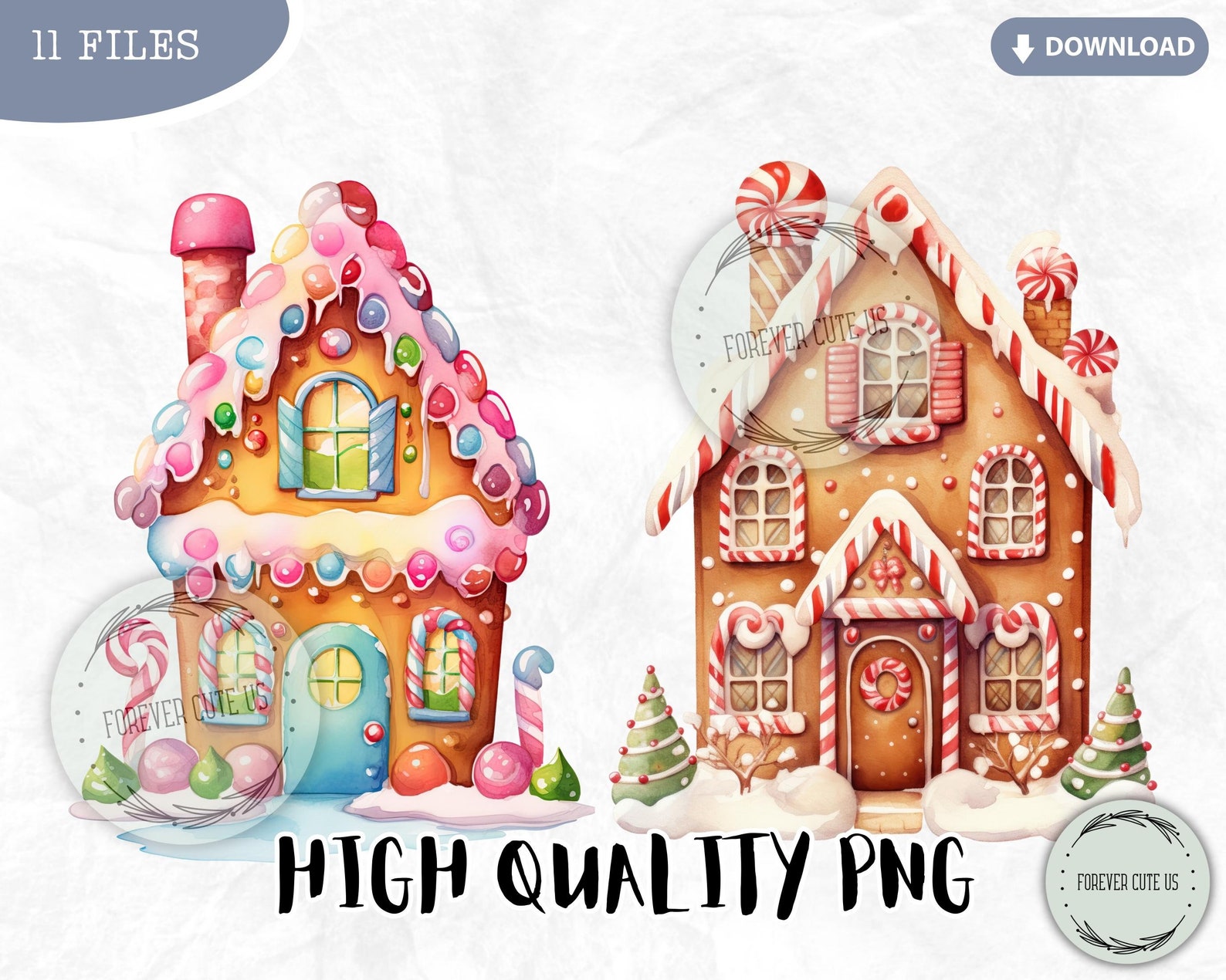 Cute Christmas Gingerbread House Clipart Set, Candy Cane, Peppermint ...