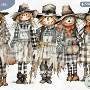 Farmhouse Scarecrow Clipart, Fall, Autumn, Harvest, Watercolor ...