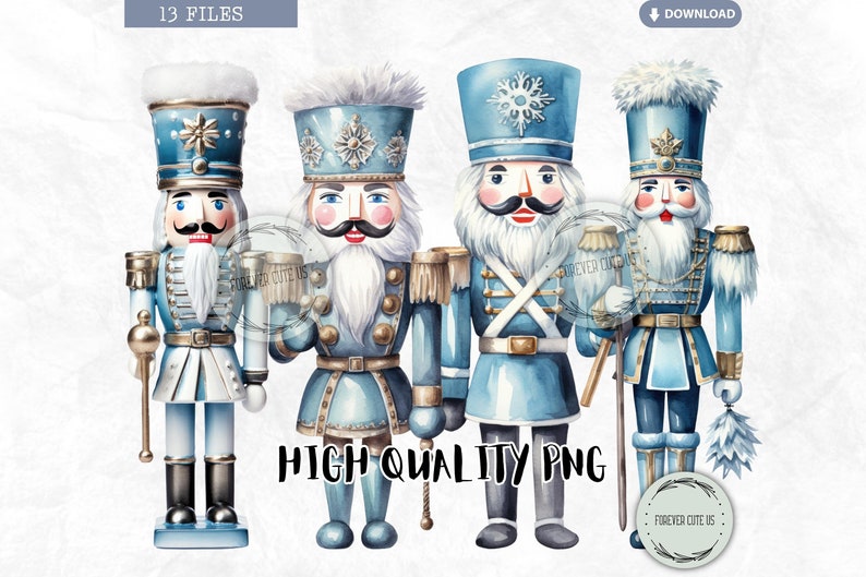 Light Blue Nutcracker Clipart Set Blue Christmas Soldier - Etsy