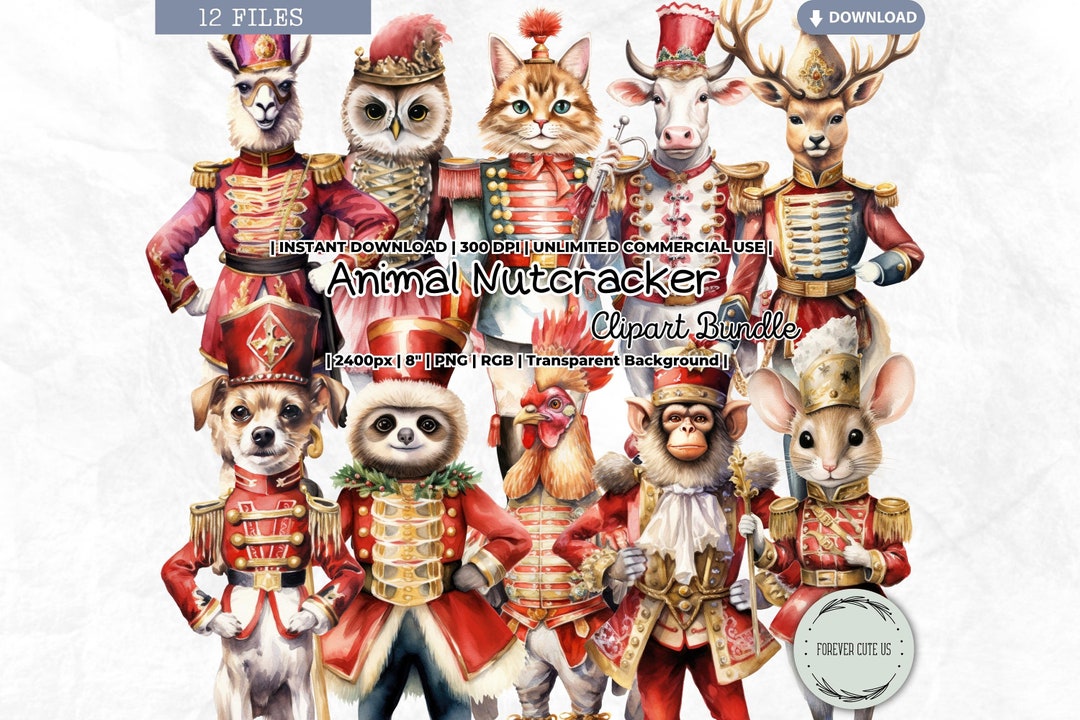 Animal Nutcracker Clipart Set, Christmas, Winter, Holidays, Soldier ...