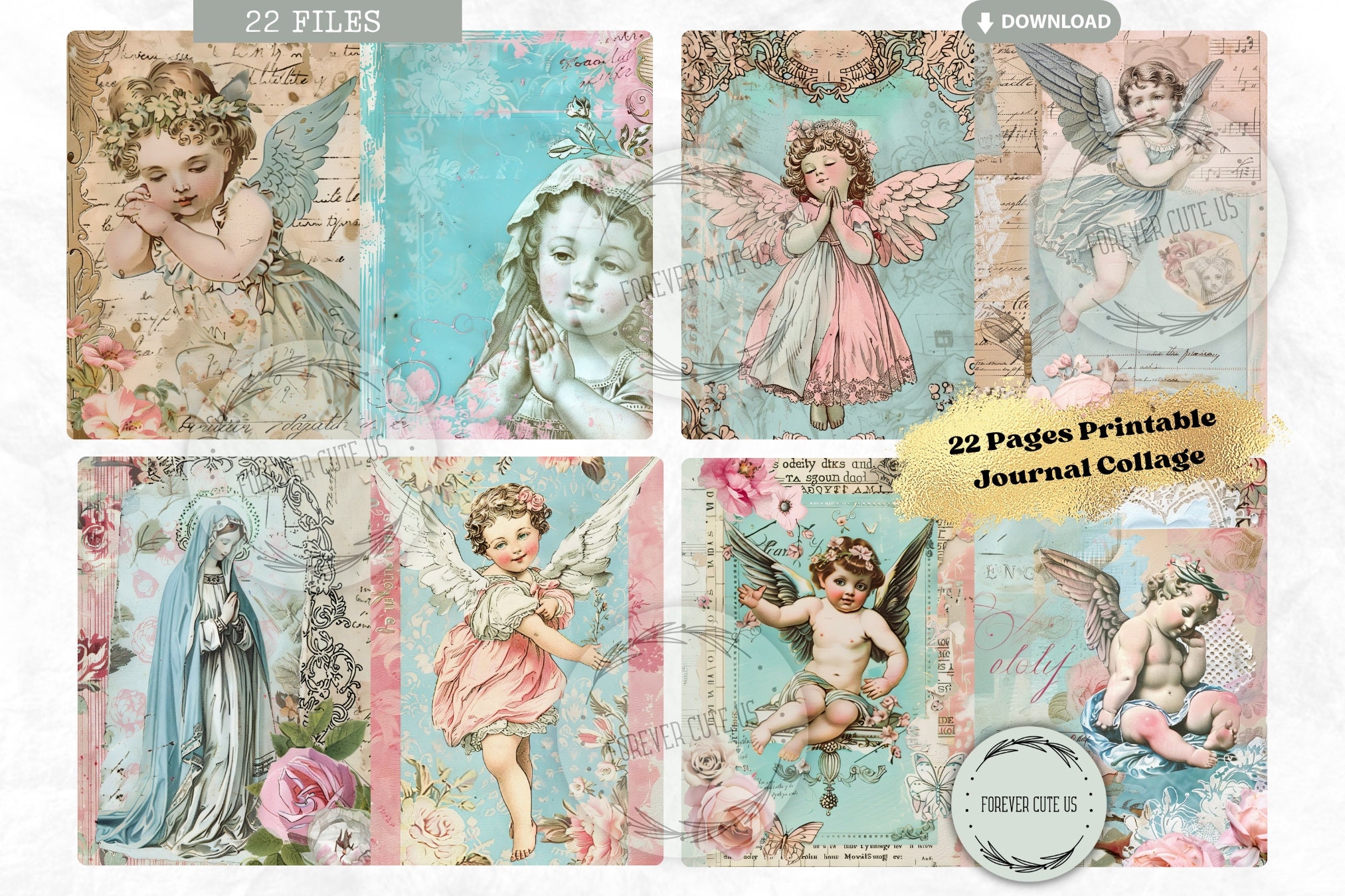 Shabby Faith Junk Journal Collage Set, Holy Mother Mary, Virgin Mary ...