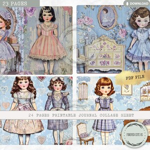 Retro Paper Doll Journal Collage Sheet, Vintage Paper Doll Images ...