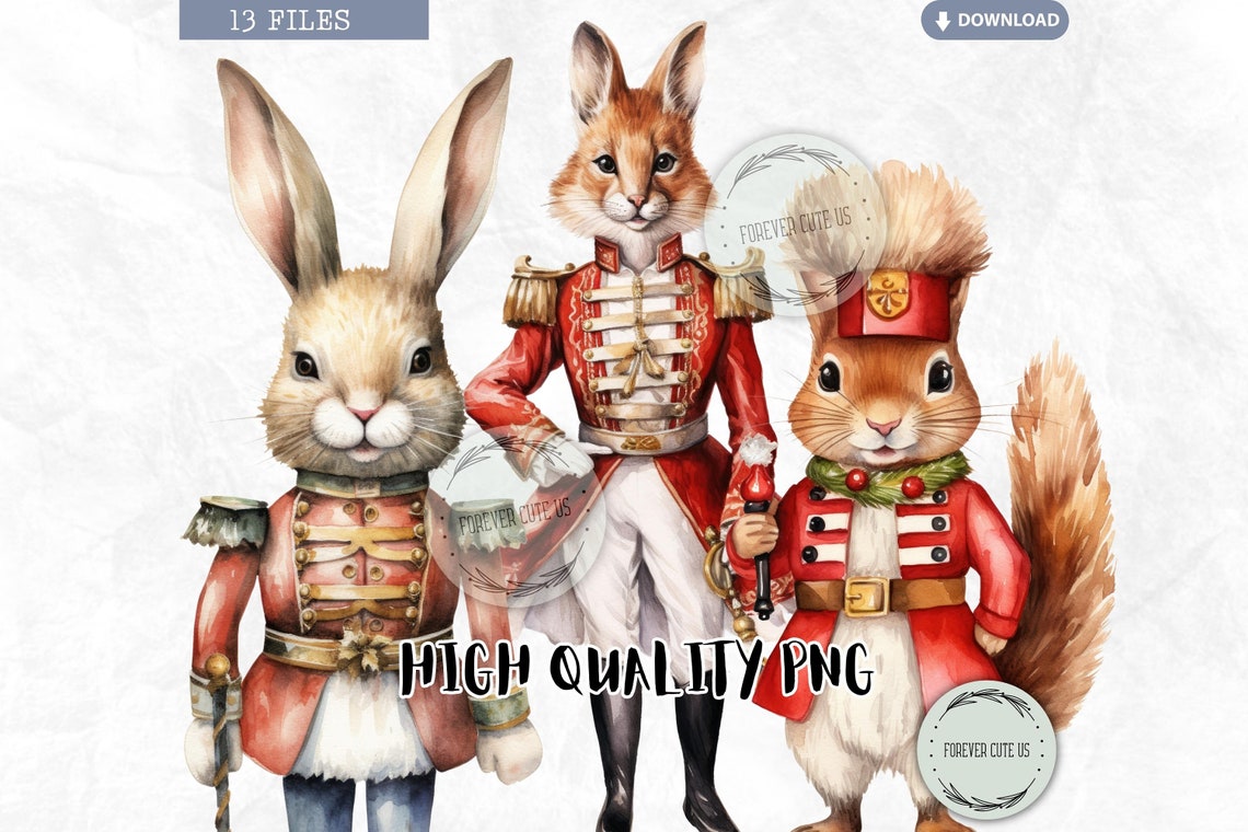 Christmas Animal Nutcracker Clipart Set, Christmas, Winter, Holidays ...