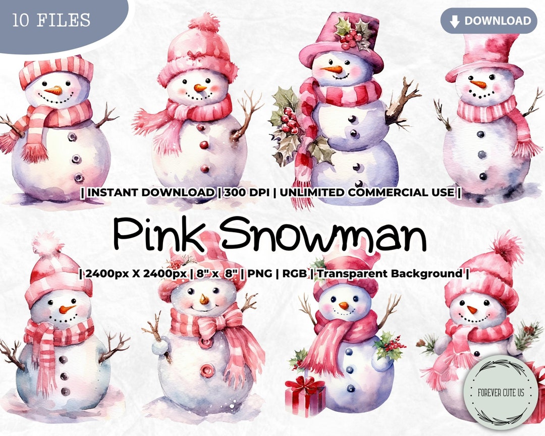 Pink Snowman Clipart, Pink Christmas, Pink Winter, Pink Holidays ...