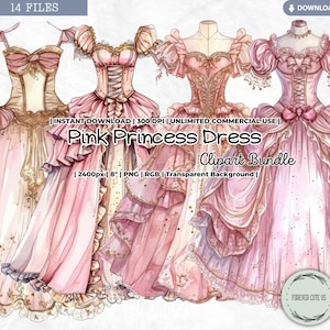Pink Princess Dress Clipart, Gown, Fairytale, Ball, Prom, Dreamy ...