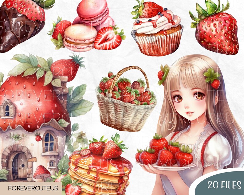 Strawberry Patch Clipart Strawberry Clip Art Summer Clipart - Etsy