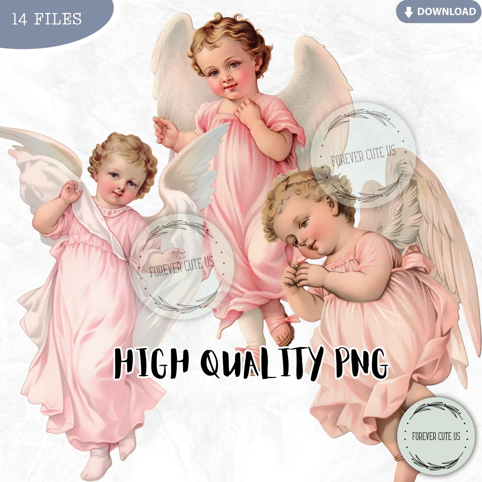 Pink Angel Clipart Bundle Vintage Retro Girl Victorian - Etsy
