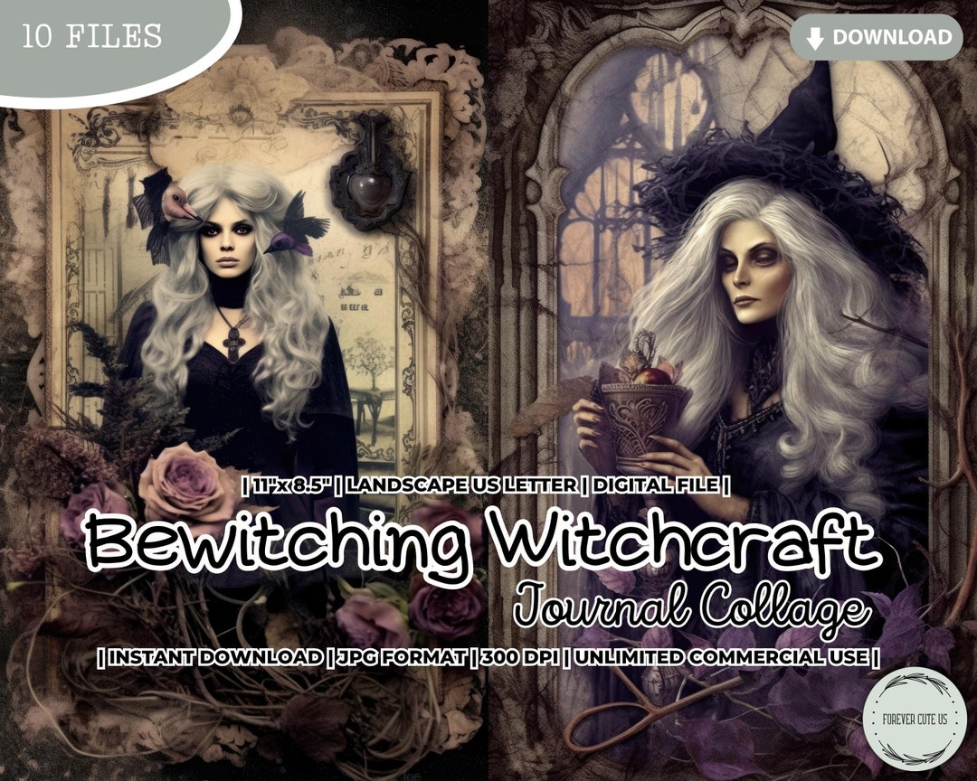 Bewitching Witchcraft Junk Journal Collage Sheet, Wiccan Spell Herb ...