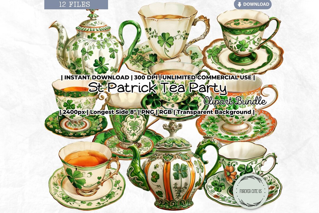 St Patrick Tea Party Clipart, St Patrick's Day, St Paddy, Irish, Teacup ...