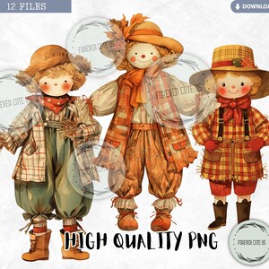Cute Scarecrow Boy Clipart, Retro, Vintage, Fall, Autumn Harvest ...