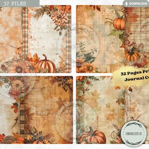 Hello Autumn Junk Journal Collage Sheet Kit, Fall, Leaves, Thanksgiving ...