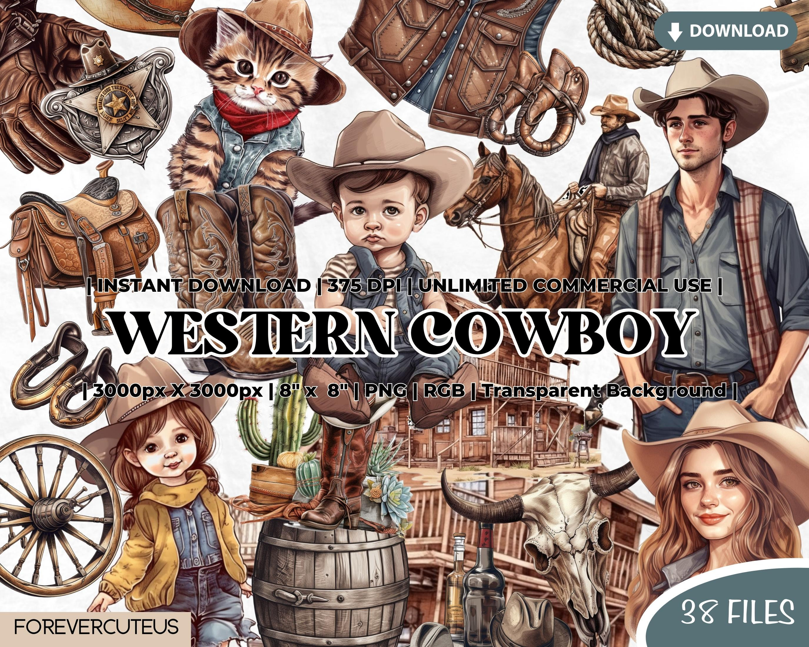 Western Cowboy Clipart Watercolor Cowboy PNG Cowboy Hat - Etsy