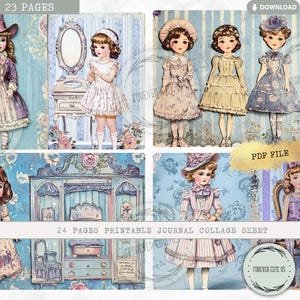 Retro Paper Doll Journal Collage Sheet, Vintage Paper Doll Images ...