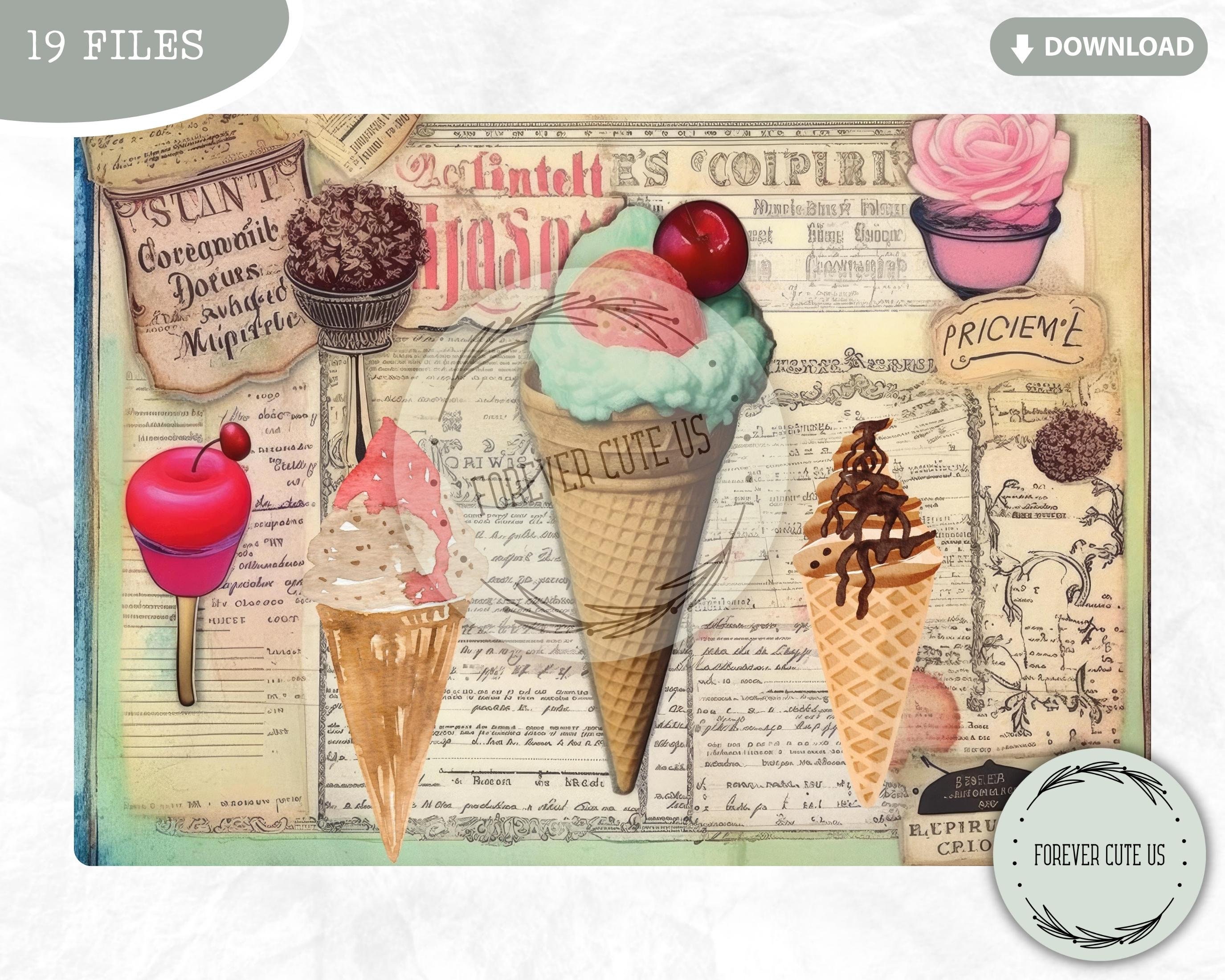 Vintage Summer Ice Cream Junk Journal Collage Sheet Retro - Etsy