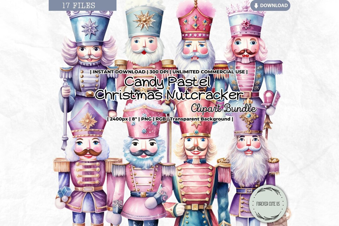 Candy Pastel Christmas Nutcracker Clipart Bundle, Pink Christmas ...