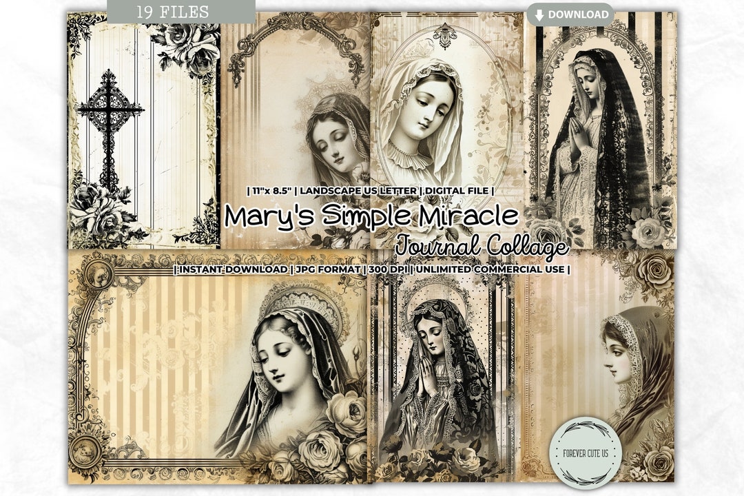 Mary's Simple Miracle Journal Collage Sheet, Mother Mary, Virgin Mary ...