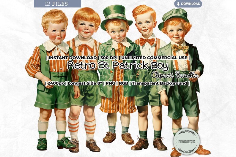 Retro St Patrick Boy Clipart Set, Shabby, St Paddy, Irish, Victorian ...