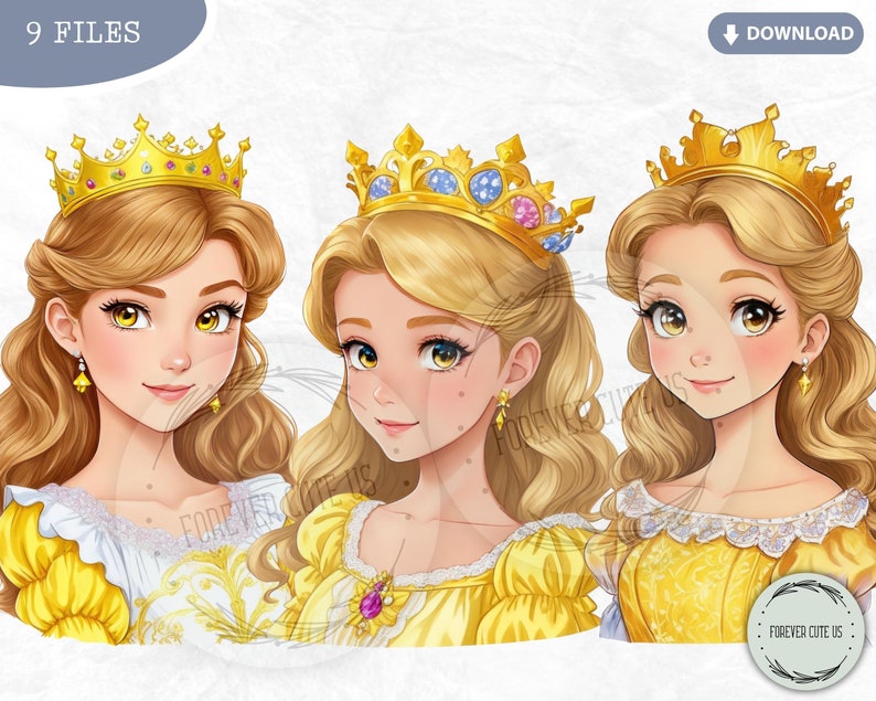 Yellow Princess Clipart Fairytale Story Book Princess - Etsy