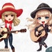 Guitar Cowgirl Clipart Bundle, Cowboy Girl Clipart, Country Music ...