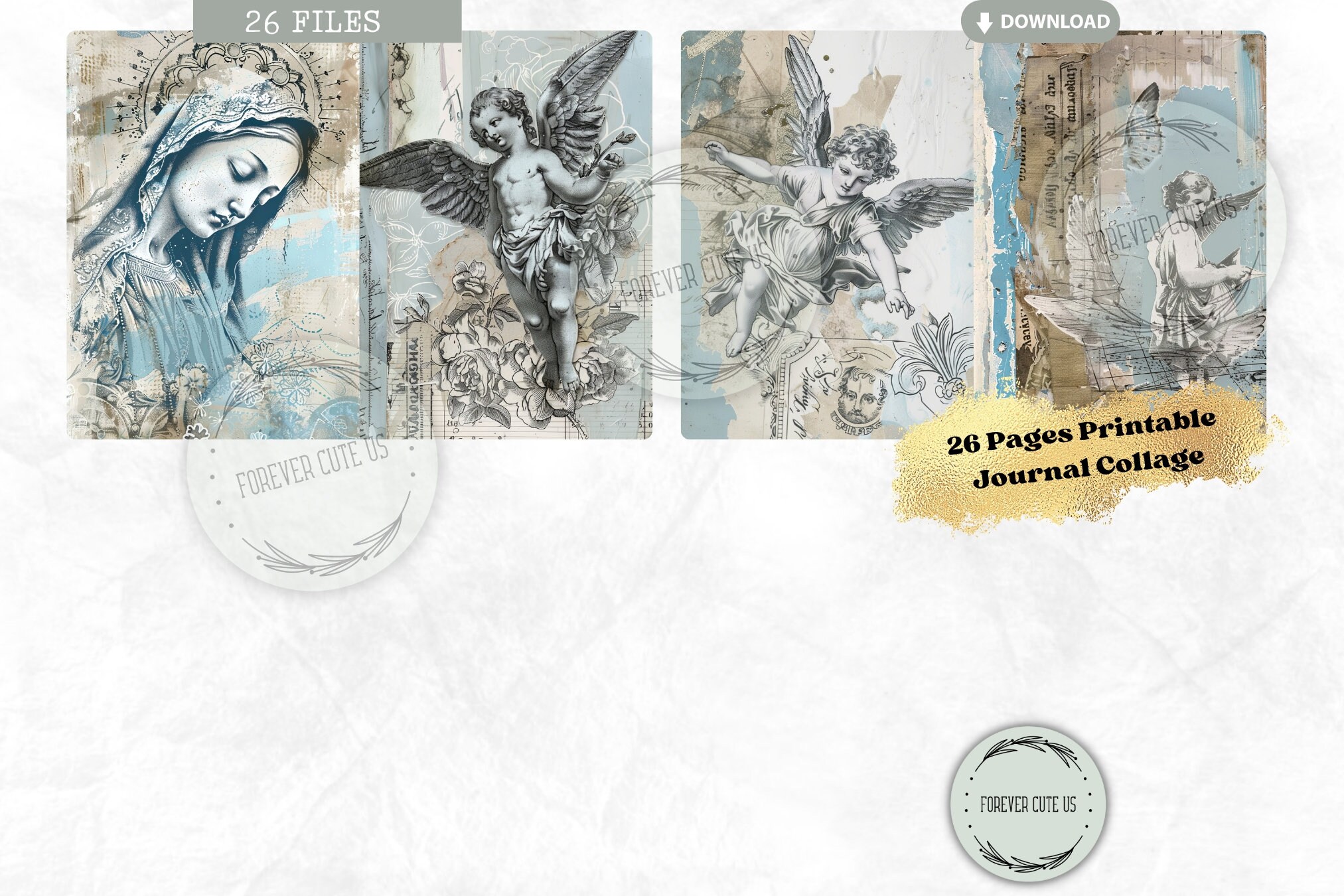 Shabby Faith Junk Journal Collage Set, Holy Mother Mary, Virgin Mary ...