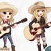 Guitar Cowgirl Clipart Bundle, Cowboy Girl Clipart, Country Music ...